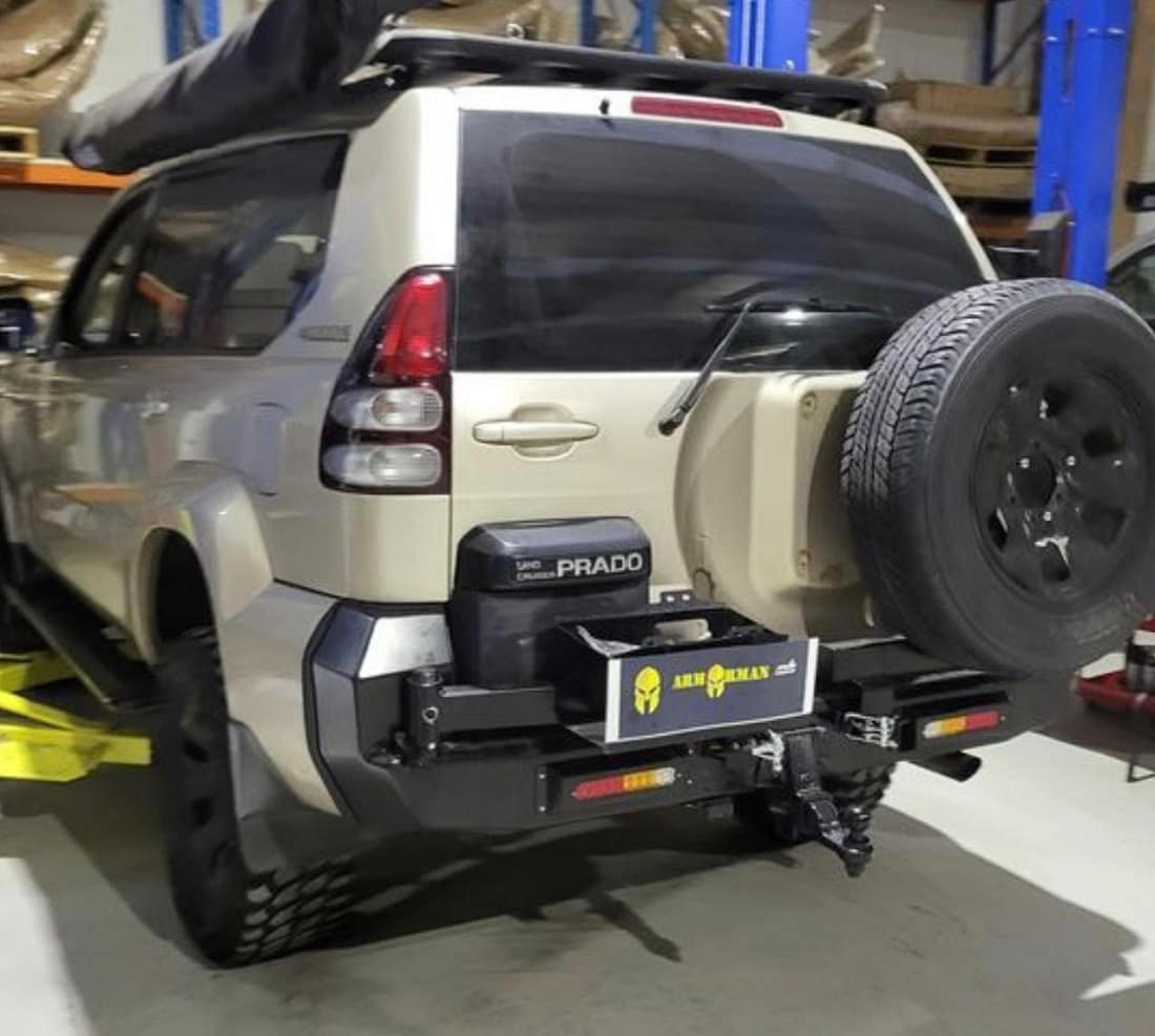 Rear Bar Spare Wheel Carrier Jerry Can Holder To Suit PRADO FJ 120 ...